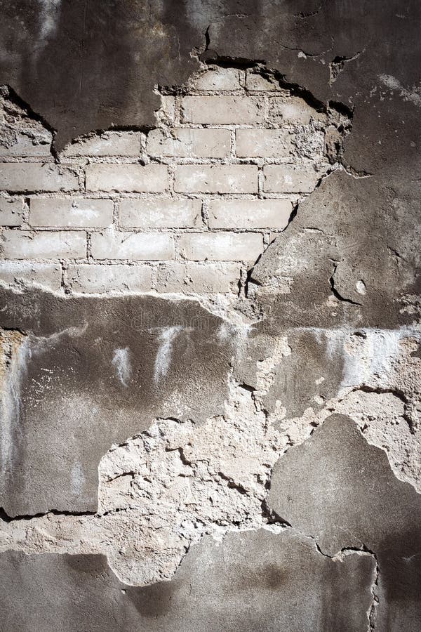 Old Gray Brick and Plaster Wall Texture Background Stock Photo - Image ...