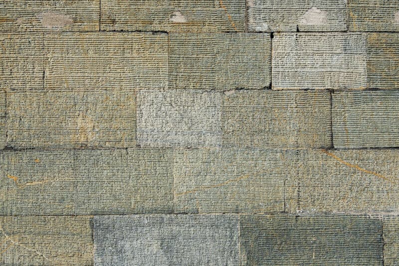 Old Gray Brick Wall of Large Beige Blocks. Rough Surface Texture Stock ...