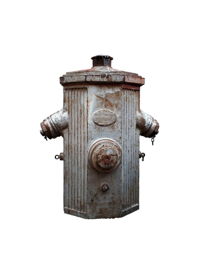 Vintage Rusty Gray Fire Hydrant Isolated on White Background Stock ...