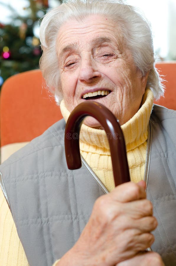 Happy Old Gray-haired Woman Stock Photo - Image of aging, mature: 26167932