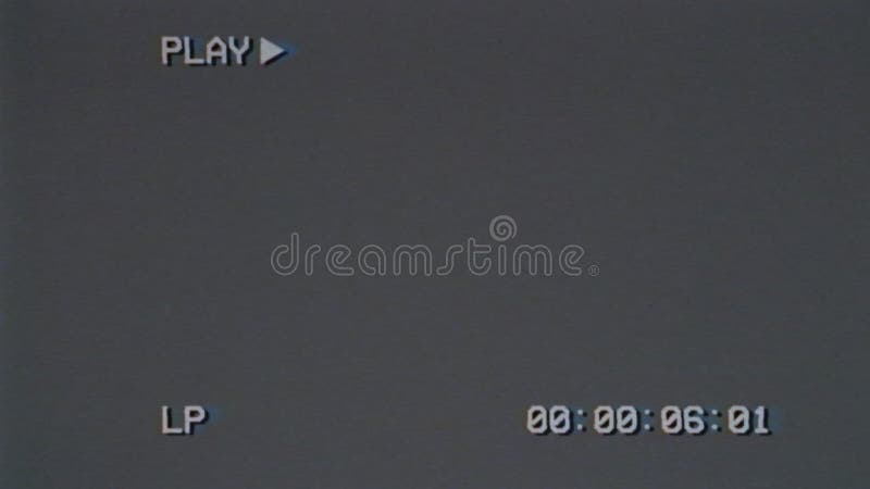 Old Gray Screen with PLAY Text and Timecode. VHS Glitches and Static ...
