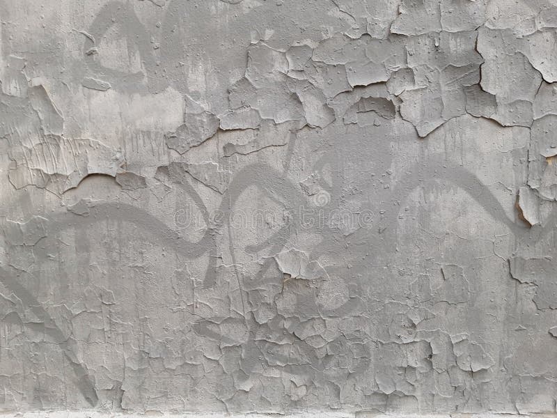 Old Gray Wall with Cracks in Plaster and Paint. Destruction Stock Image ...
