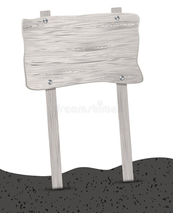 Old Gray Weathered Wooden Sign Embedded in the Gound. Stock Vector ...