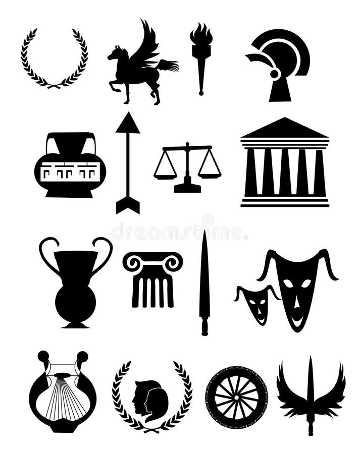 Greece symbol icons set stock vector. Illustration of archeology - 54100604