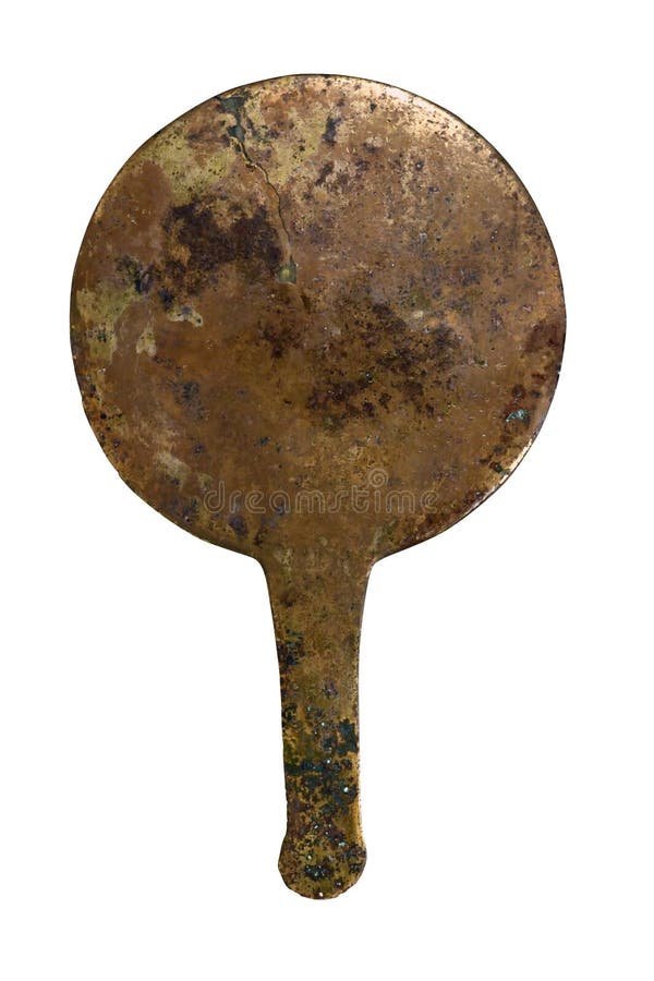 An Old Greek Bronze Mirror on a White Background Stock Photo - Image of ...