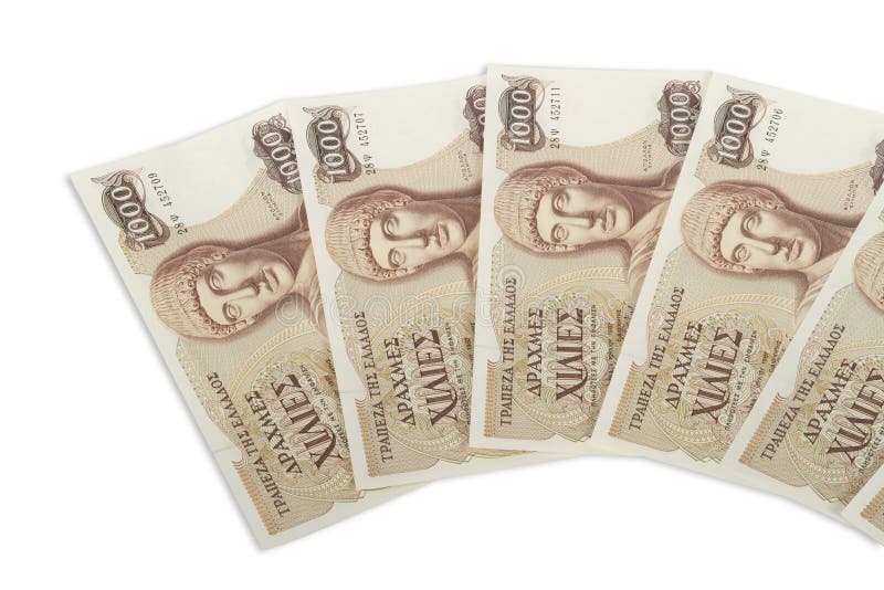Old Greek Currency of 1000 Drachmas Banknotes Stock Image - Image of ...