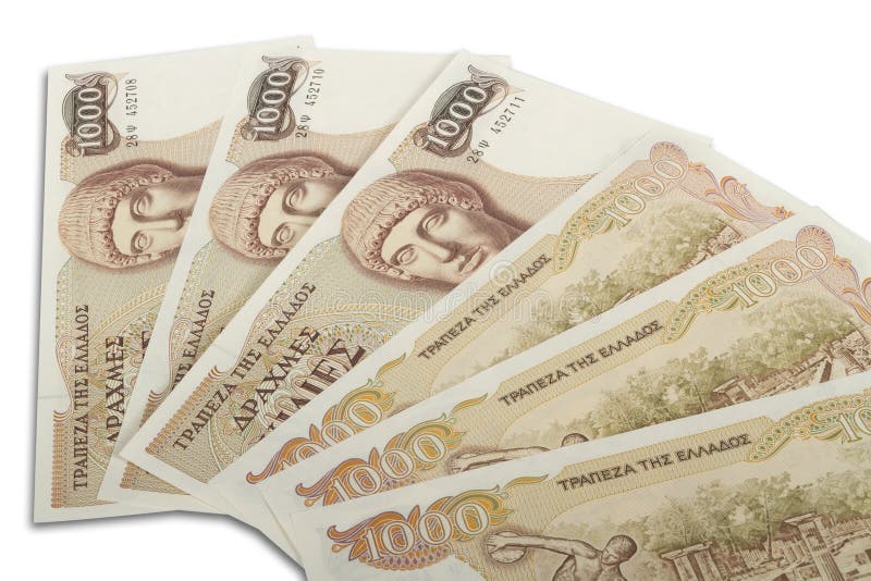 Old Greek Currency of 1000 Drachmas Banknotes Stock Photo - Image of ...