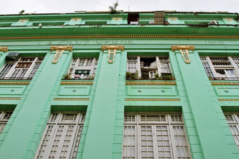 Old Green Building in Havana Stock Photo - Image of cuban, facade: 89783402