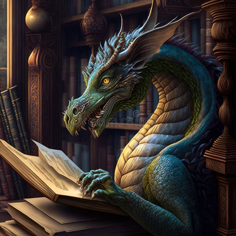 Dragon Reading in Book Cartoon - Vector Stock Vector - Illustration of ...