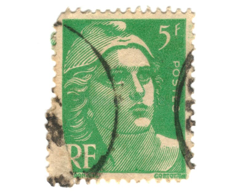 Old green french stamp editorial photography. Image of post - 6964802