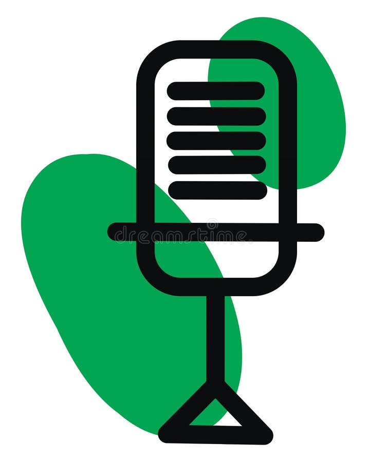 Green Microphone Icon Isolated on Blue Background. on Air Radio Mic ...