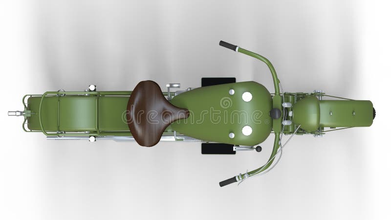 An Old Green Motorcycle Of The 30s Of The 20th Century. An Illustration ...