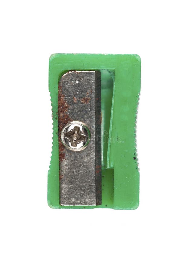 Old Green Pencil Sharpener Isolated on White Background.Copy Space ...