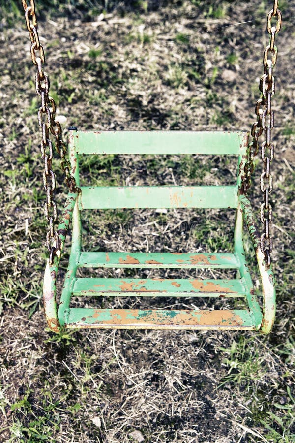Old Rusty Playground Swing In The Park Stock Photo - Image of blur ...