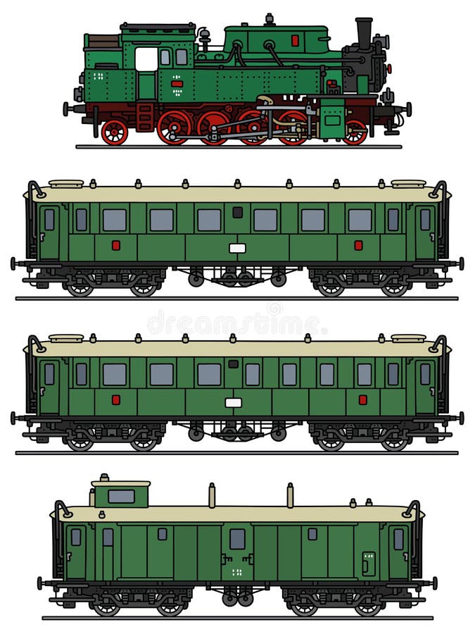 Old green steam locomotive stock vector. Illustration of vehicle - 60647331