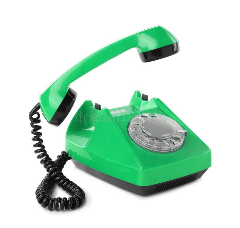 Old Green Rotary Telephone with Disc Dial, Phone Handset Levitates ...