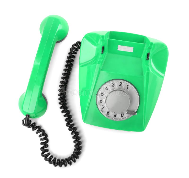 Old Green Telephone Rotary Dial Isolated White Top View Stock Photos ...