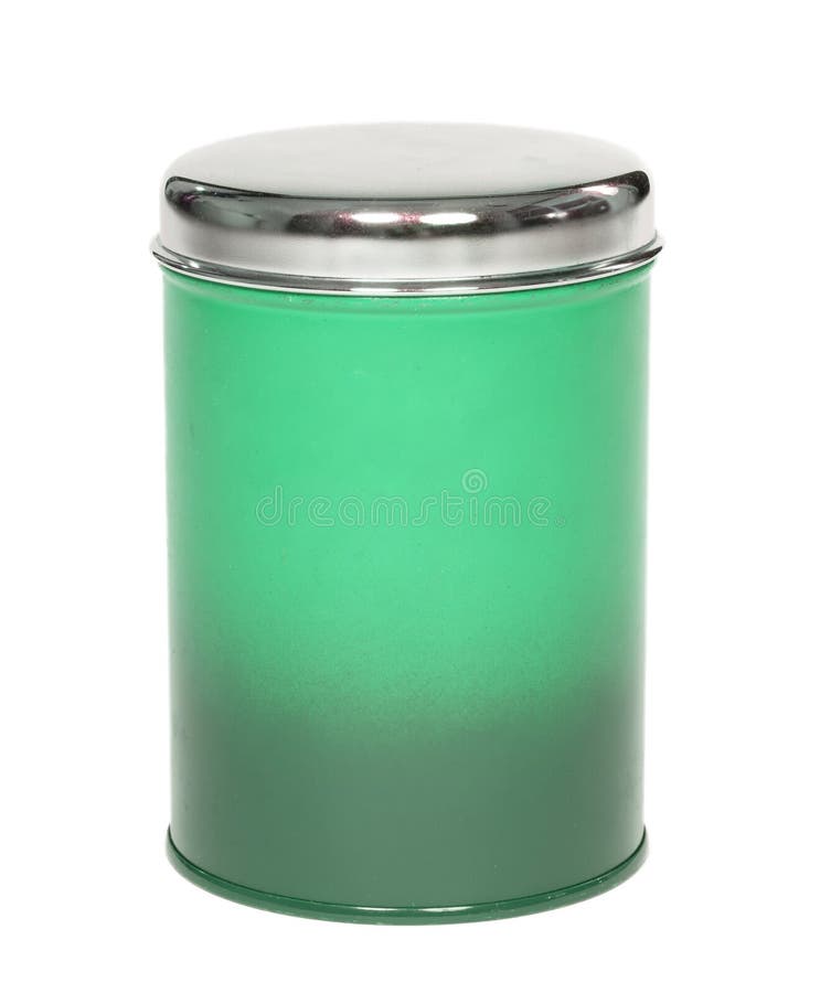 Old Green Tin Can, Isolated on White Stock Image - Image of green ...