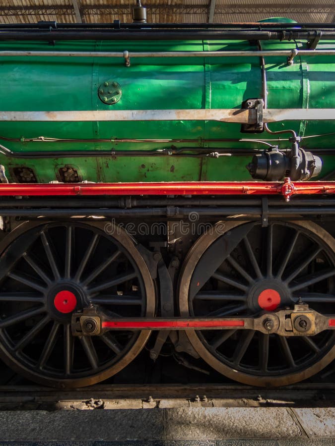 Old Green Train Wagon Wheels Closeup Editorial Photography - Image of ...