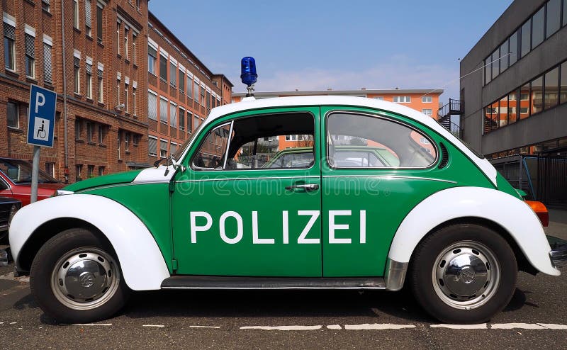 Old Green Police Car and New Blue Police Car in Berlin, Germany ...