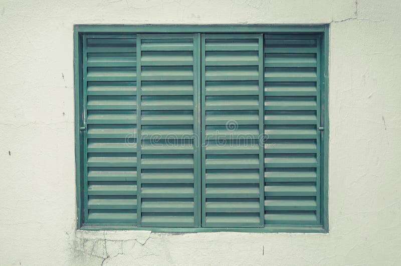 Old Green Window on a Cracked Wall Stock Photo - Image of texture ...