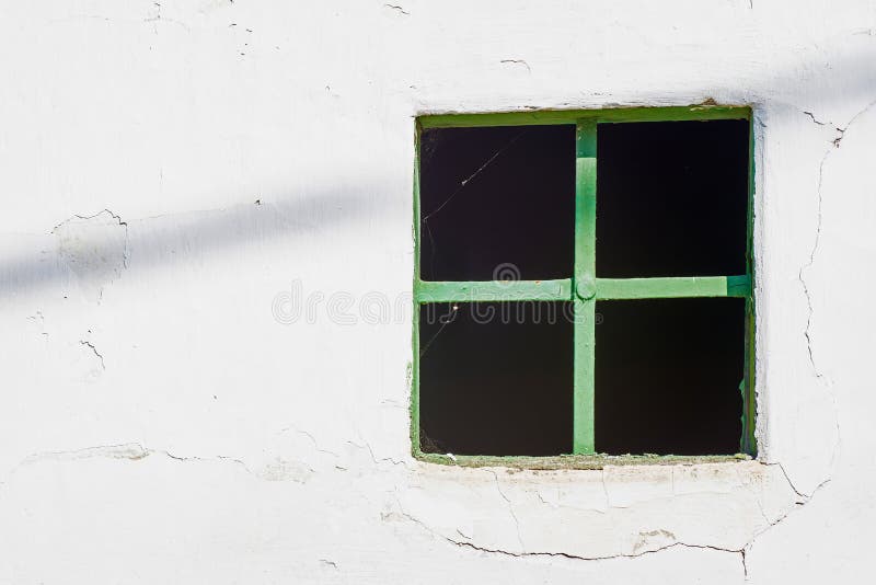Old Green Window on Cracked Wall Stock Photo - Image of window, frame ...