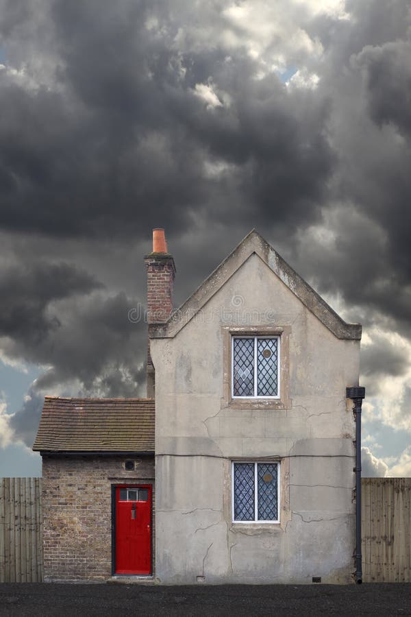 Old building on gloomy day stock image. Image of brick - 174020419