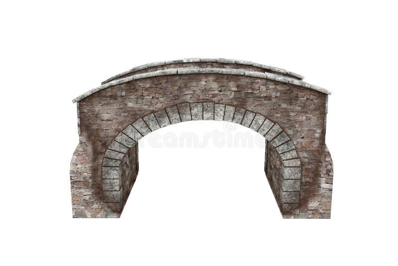 Old Grey Stone Bridge 3D Rendering Isolated on White Background Stock ...