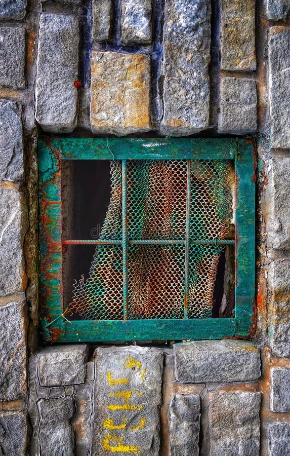 Old Grid Rusted Windows and a Solid Wall Stock Photo - Image of wall ...