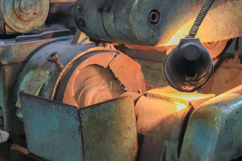 Old Grinding Machine in the Production Shop. Close-up Stock Photo ...
