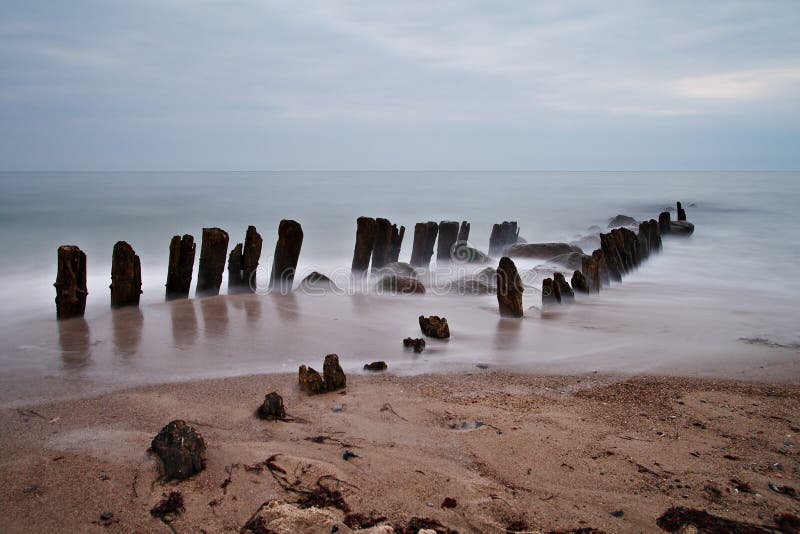 Old groyne stock image. Image of coast, evening, idyll - 13348817