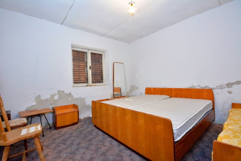 Bedroom In Old Abandoned Home Stock Photo - Image of demolished ...