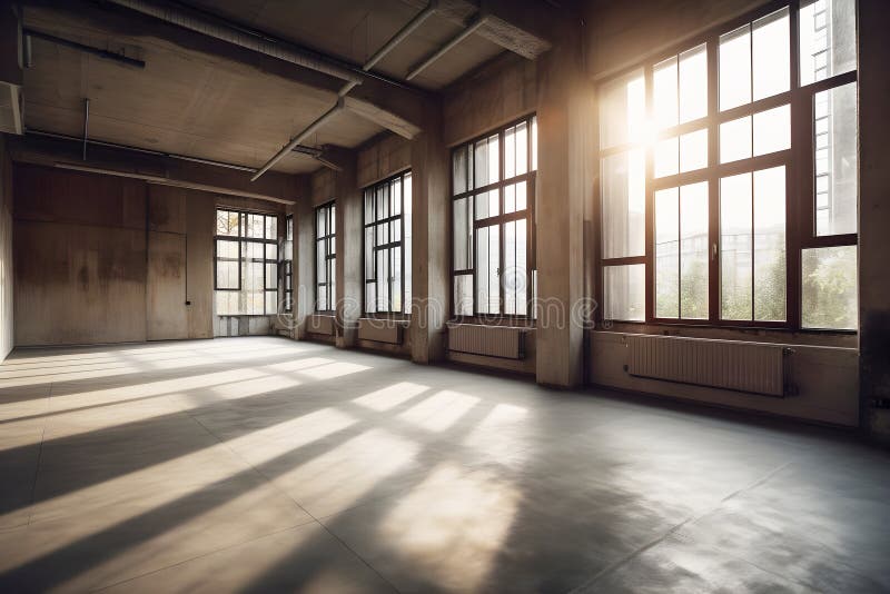 Old Grunge Empty Interior with Sunlight, Illustration Ai Generative ...