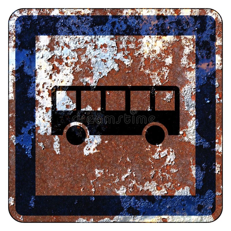 Old Grunge EU Road Sign Indication Sign - Bus Stop Stock Illustration ...