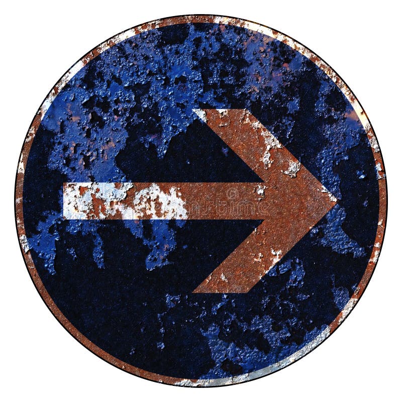 Old Grunge EU Road Sign Mandatory Sign - Turn Right Stock Illustration ...