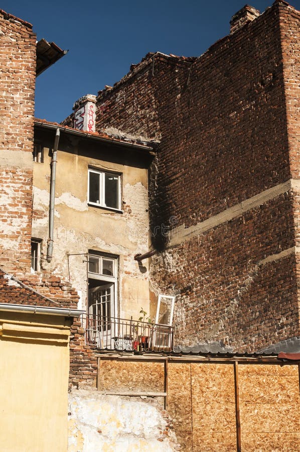 Backside building facade stock photo. Image of grunge - 155443234