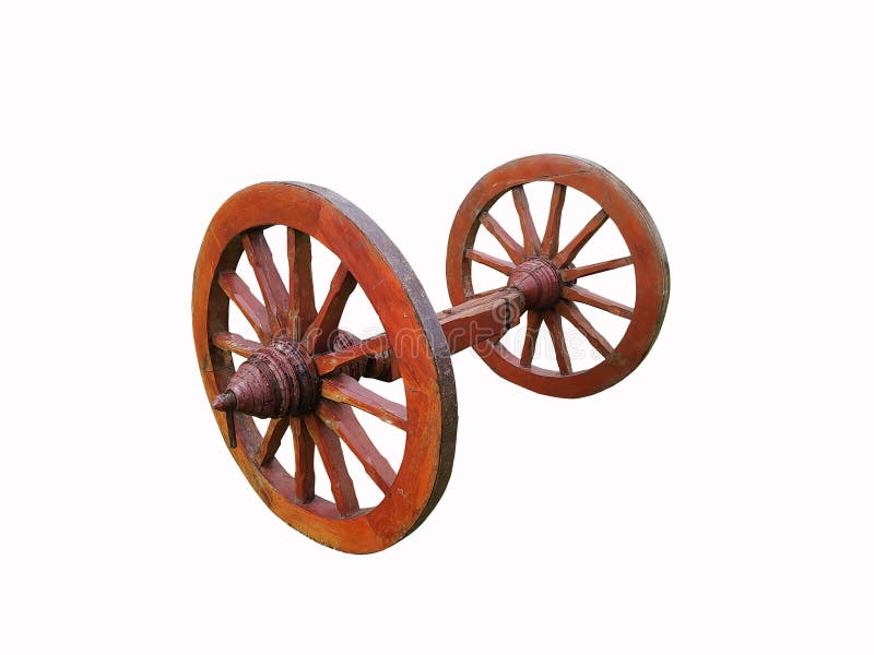 Old Grunge and Rustic Wooden Wheel Isolated on White Background Stock ...