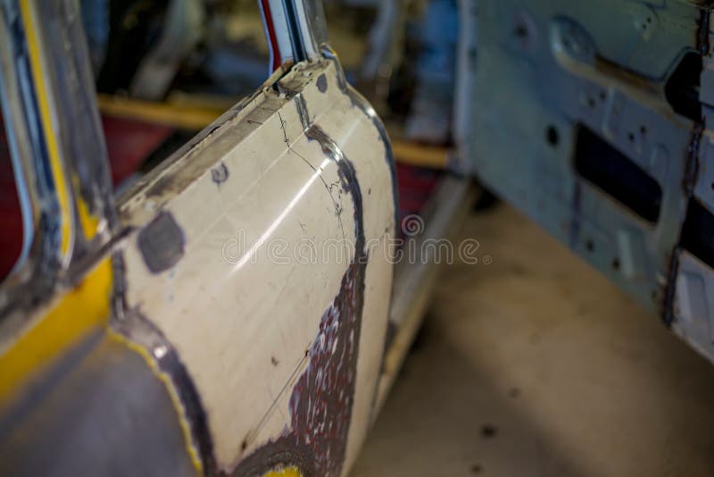 Old Grunge Rusty Metal Door of an Old Car on Blurred Background Stock ...