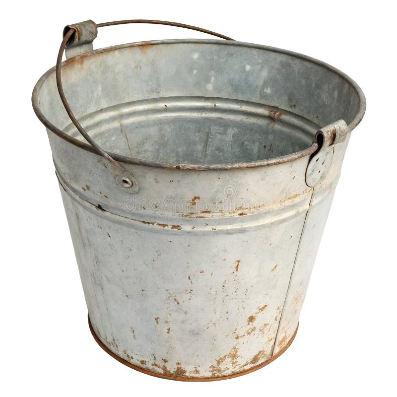 An Old Grungy Bucket Isolated on White Background Stock Illustration ...