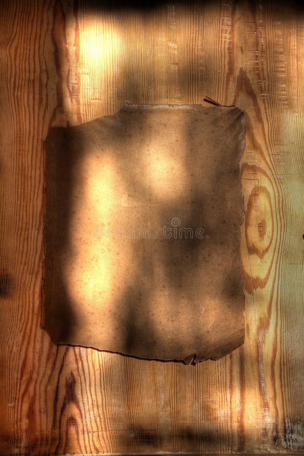 Old Grungy Paper on Hard Wood Plank Stock Image - Image of decay, aged ...