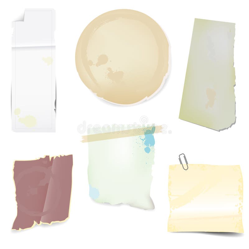 Old Grungy Paper Stickers and Scraps Stock Vector - Illustration of ...