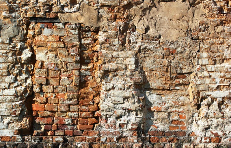 Old Grungy Red Brick Wall with Bricked Up Windows Stock Photo - Image ...