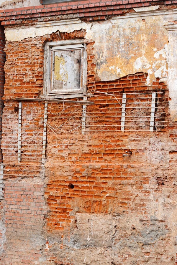 Old Gungy Wall with Immured (bricked-up) Window Stock Image - Image of ...