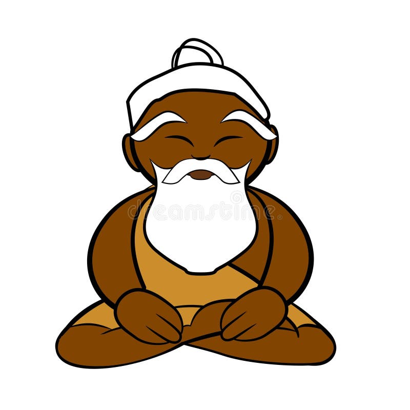 Old Guru Monk Meditate Cute Vector Illlustration Stock Vector ...