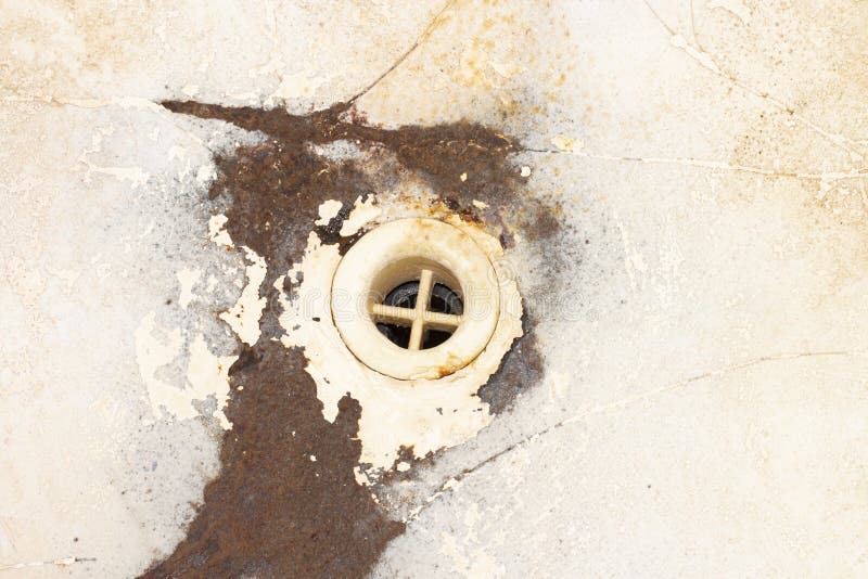 The Old and the Gutter in the Bathroom. Stock Image - Image of circle ...