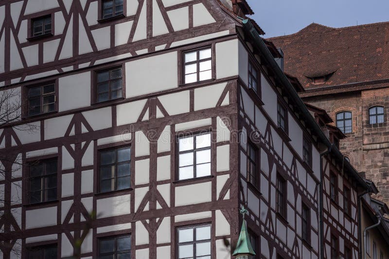 Old Half Timbered Building Facade, Nuremberg Germany Stock Image ...