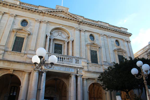 Old Hall (national Library) in Valletta - Malta Stock Image - Image of ...