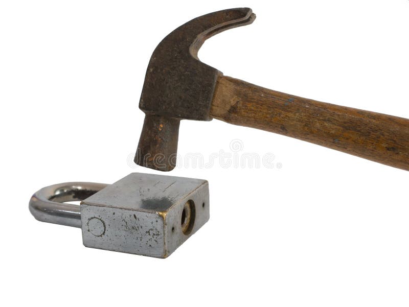 Old hammer hit key lock stock photo. Image of lock, object - 164940104