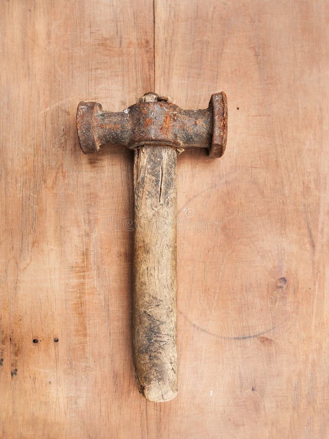 Old Hammer on a Wooden Table Stock Image - Image of construction, heavy ...
