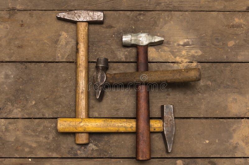 Six old hammers stock photo. Image of wood, home, hardware - 82519982